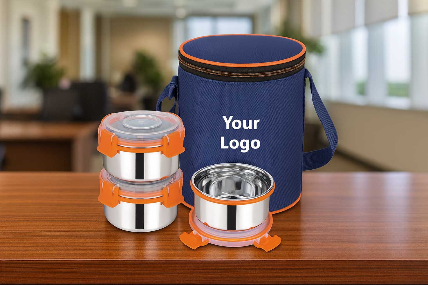 Corporate Lunch Box with Logo Printing – Leak-Proof Steel Set - Annaya ...