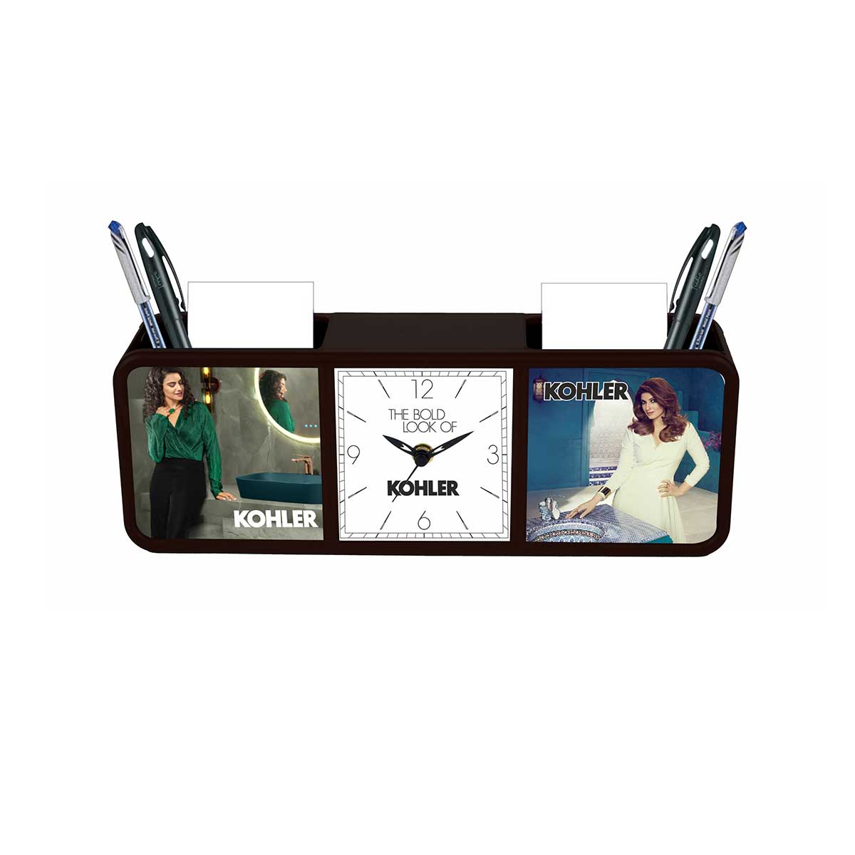 Desk Organizer with Clock | Black Matt Corporate Gift