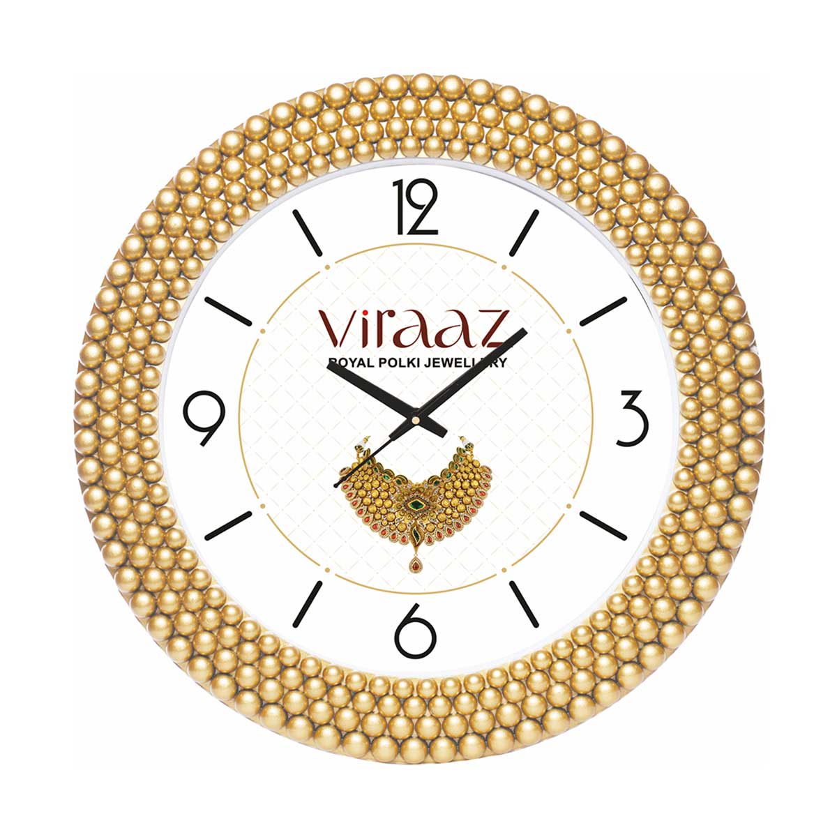 Luxury Gold Beaded Wall Clock 13-Inch – Premium Gift