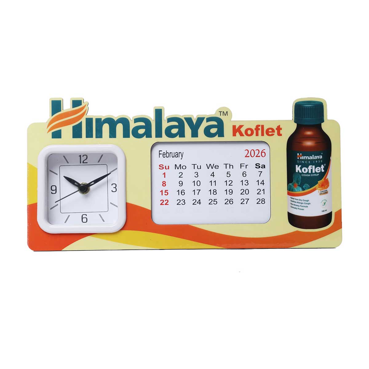 Executive Branded MDF Table Clock with Calendar