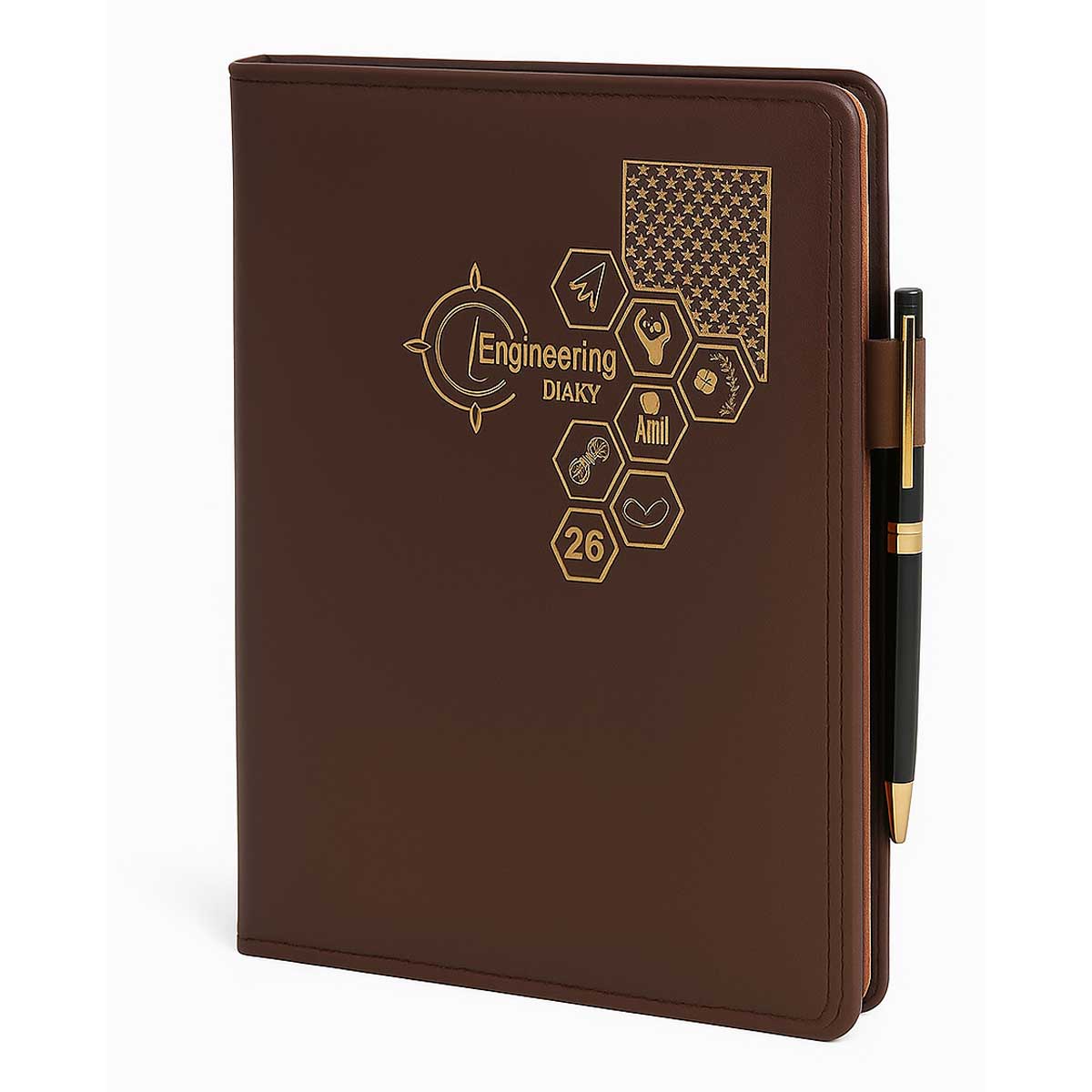 B5 Engineering Diary with Pen Loop | Brown PU